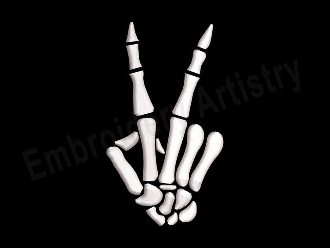 Skeleton Peace Sign Embroidery File. Skeleton Hand Embroidery Design ...