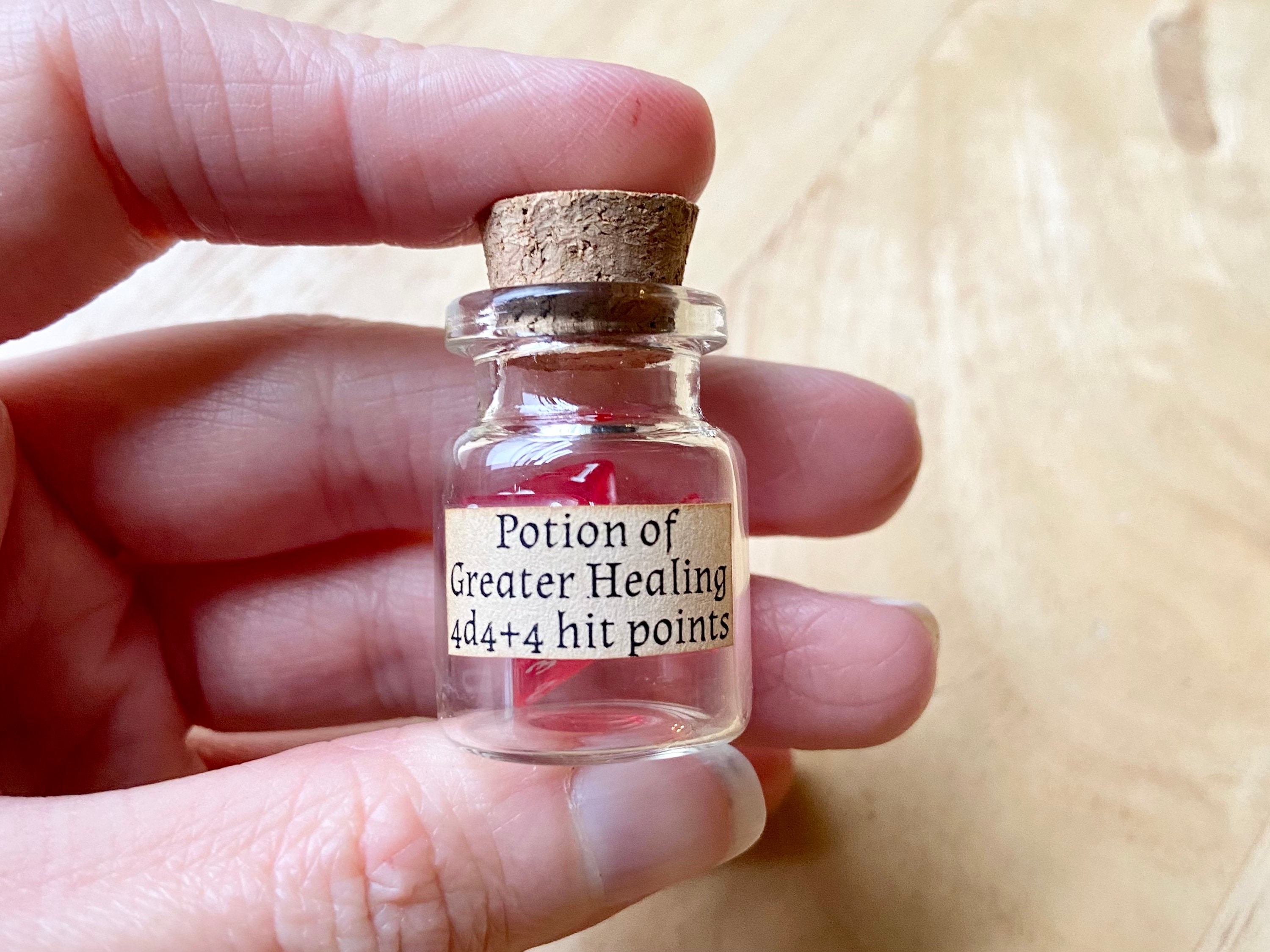 Potion of Greater Healing Bottle With Mini D4 Dice, 12mm Roleplaying ...