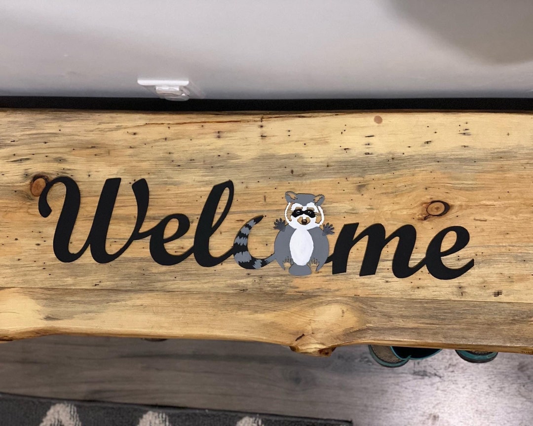 Raccoon Welcome Sign - Etsy
