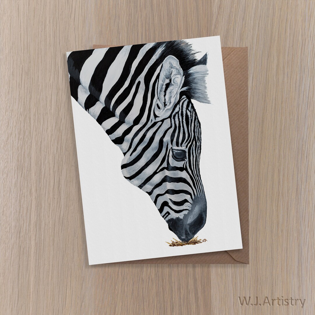 Zebra Greetings Card. Original Painting by Wendy Alcock (wjartistry ...