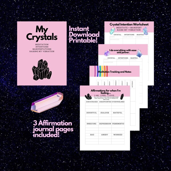 Set 4 Printable Crystal Cards Instant Download Crystal - Etsy Canada