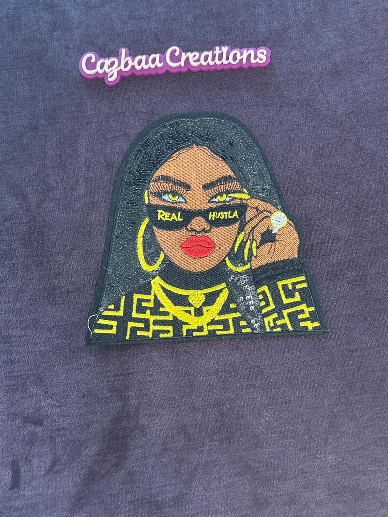 Real Hustla Embroidery and Sequin Patch, Afrocentric, Bling - Etsy