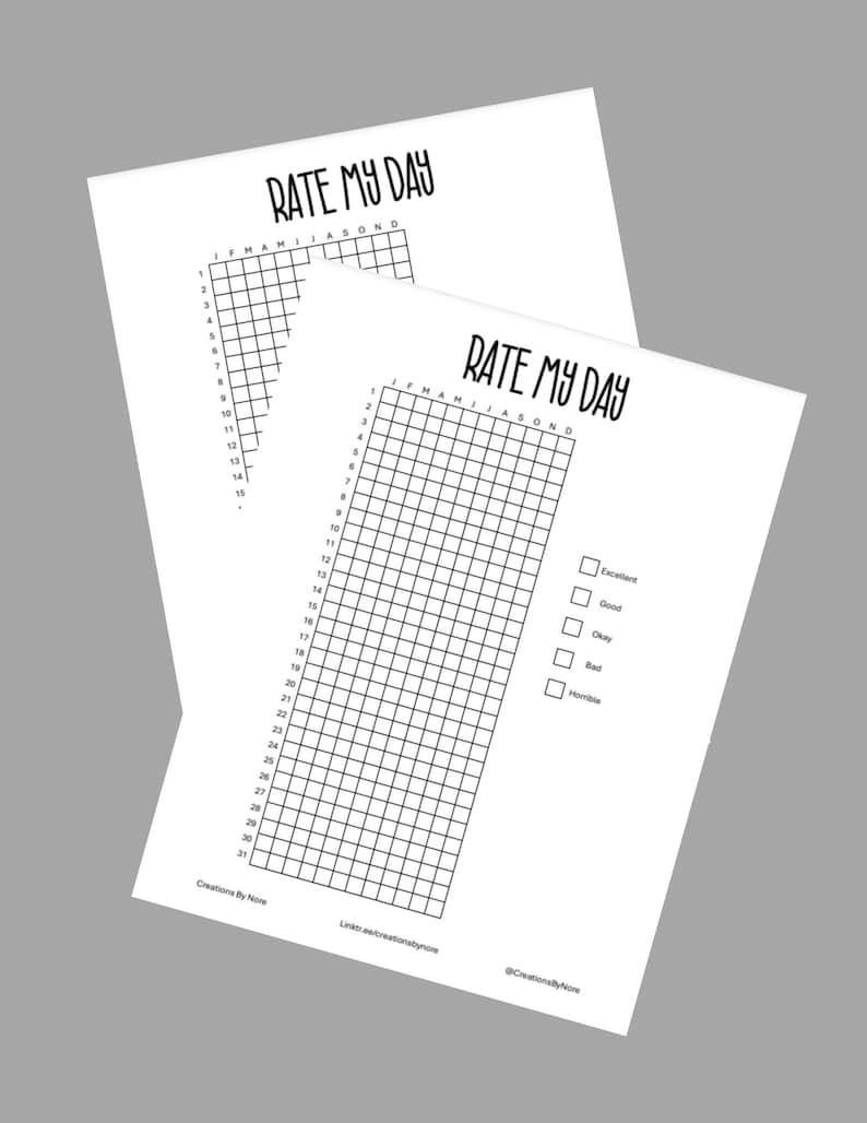 Minimalist Rate My Day Tracker - Etsy