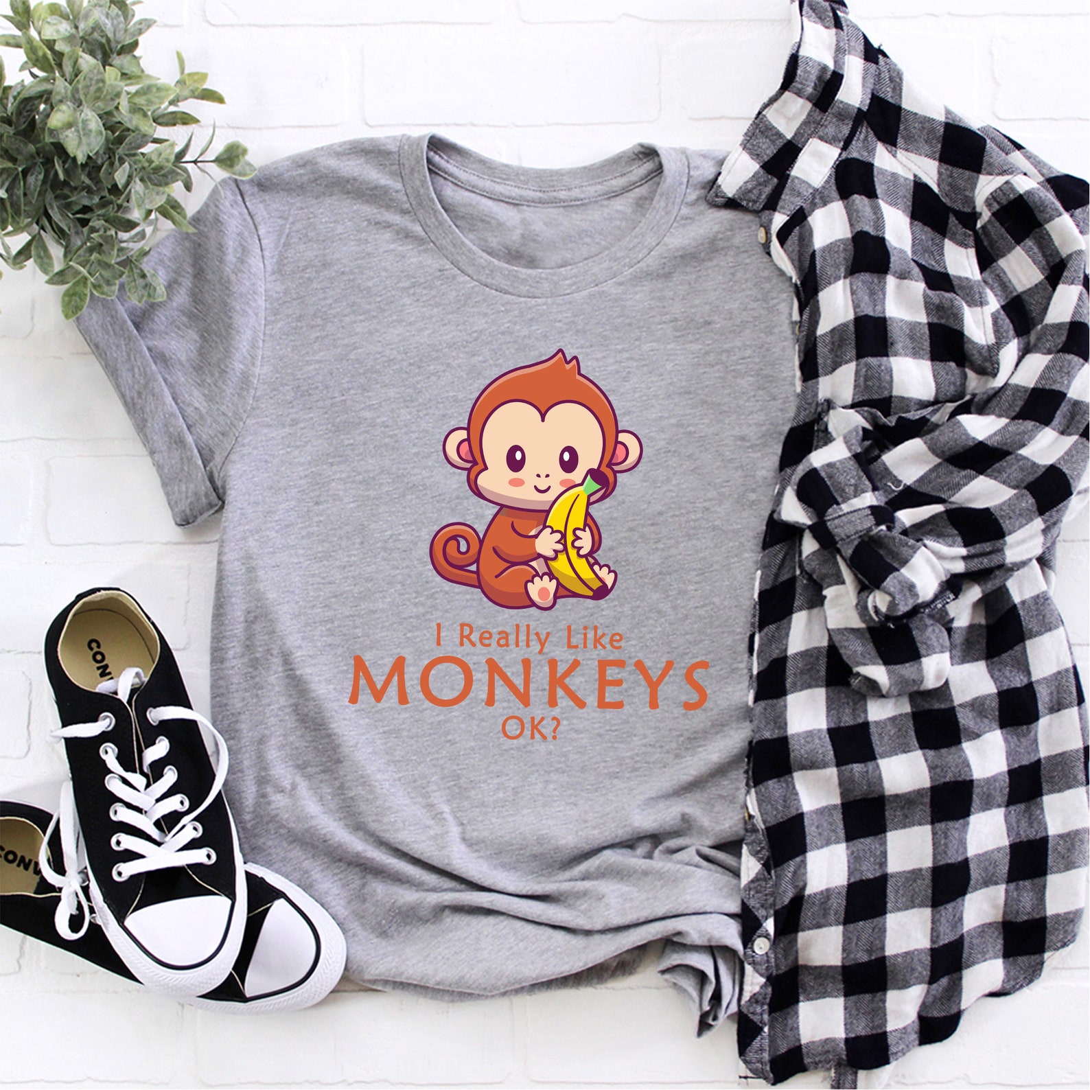 I Just Really Like Monkeys Ok? T-shirt | I Love Monkeys Shirt | Cute ...