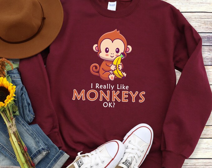 I Just Really Like Monkeys Ok T-shirt I Love Monkeys Shirt Cute Monkey ...
