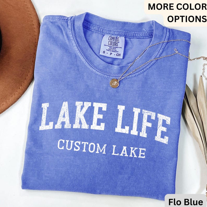 Personalized Lake Life Comfort Colors® T-shirt, Custom Lake House Shirt ...