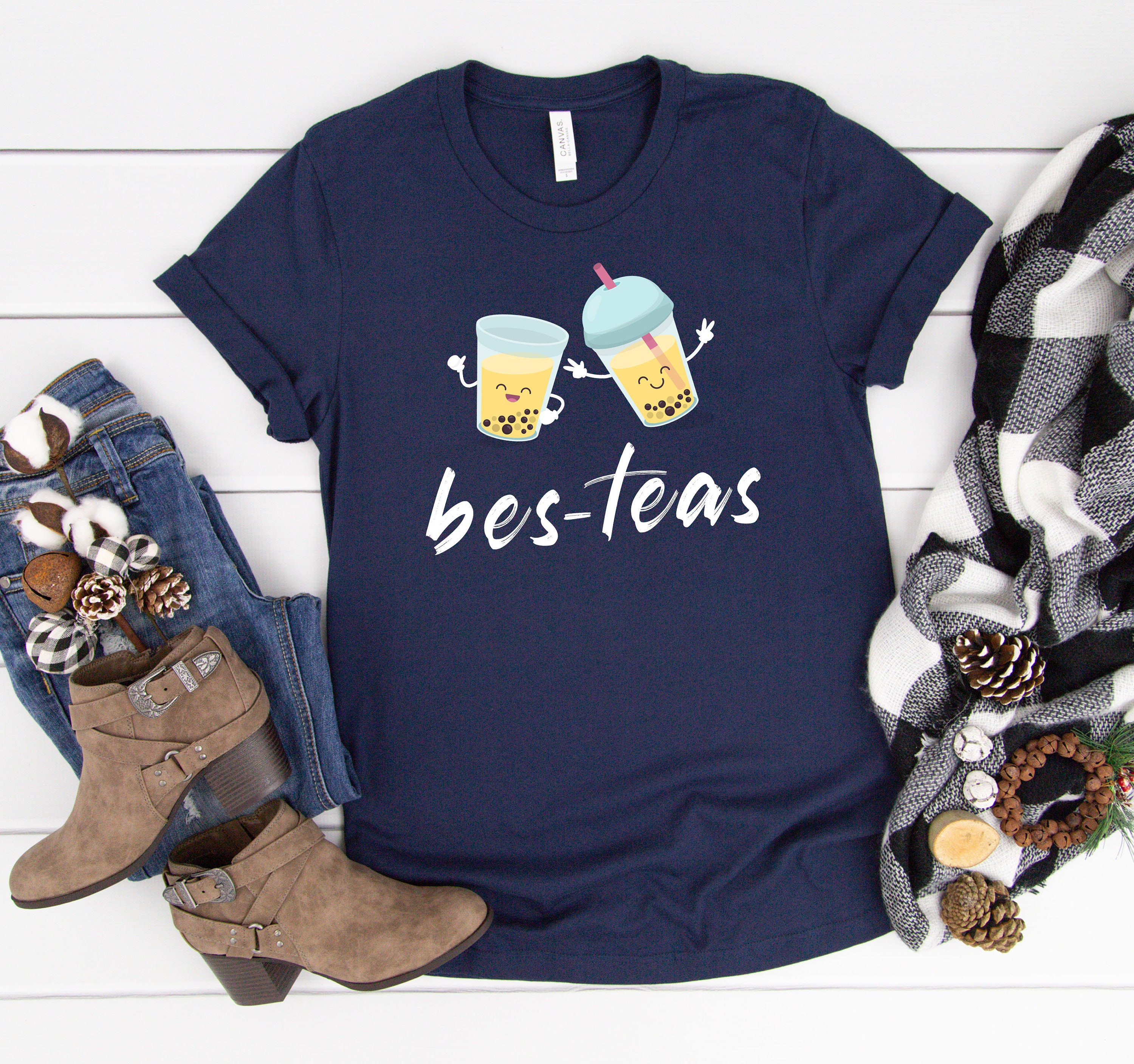 Bes-teas T-shirt | Cute Boba Bes Tea Best Friend Shirt | Gift for ...