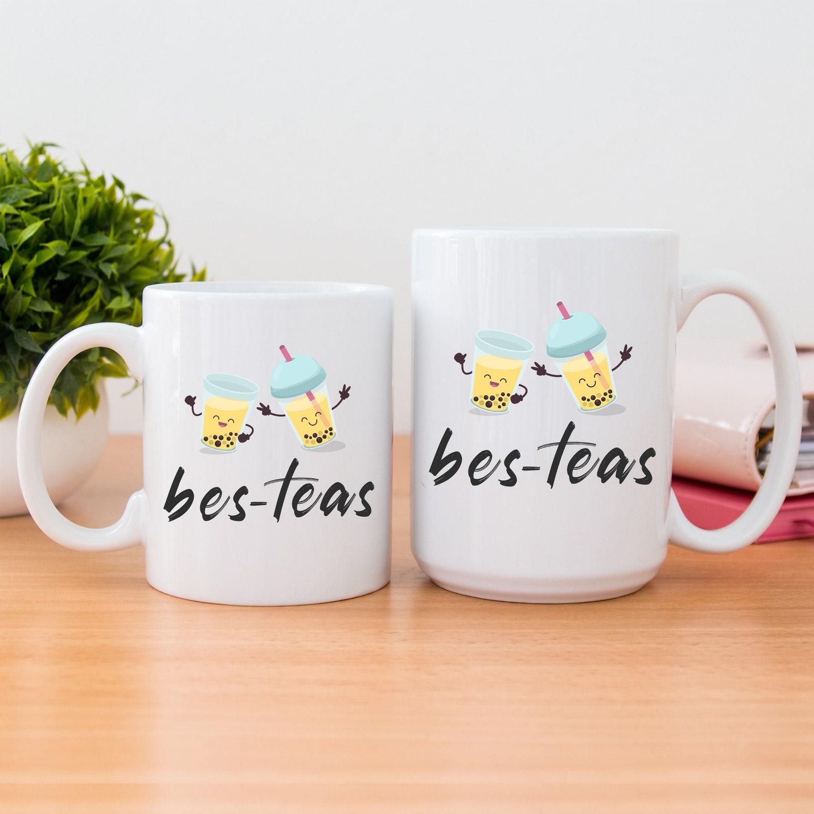 Bes-teas Mug | Cute Boba Bes Tea Best Friend Mug | Gift for Bubble Milk ...