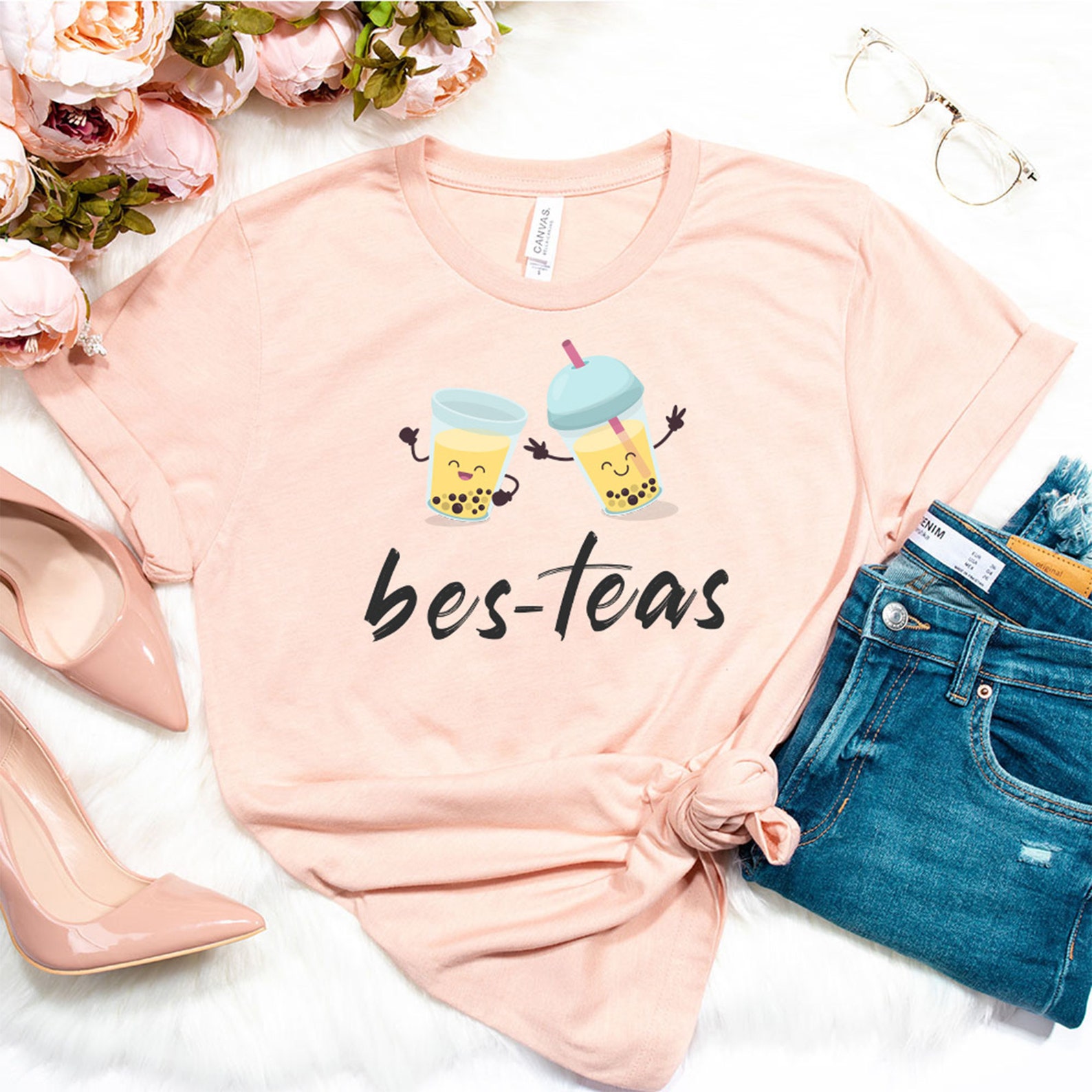 Bes-teas T-shirt Cute Boba Bes Tea Best Friend Shirt Gift | Etsy