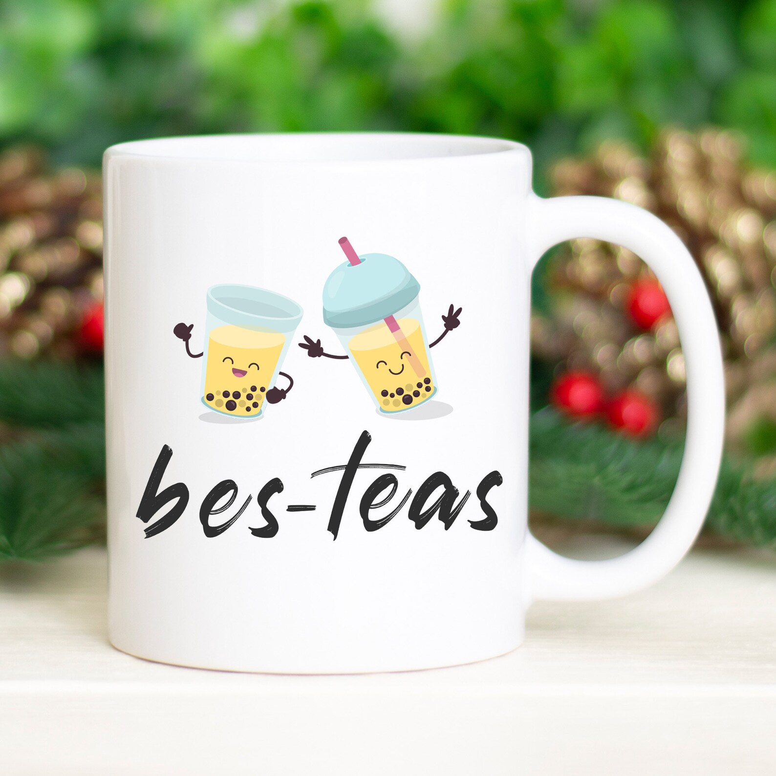 Bes-teas Mug | Cute Boba Bes Tea Best Friend Mug | Gift for Bubble Milk ...