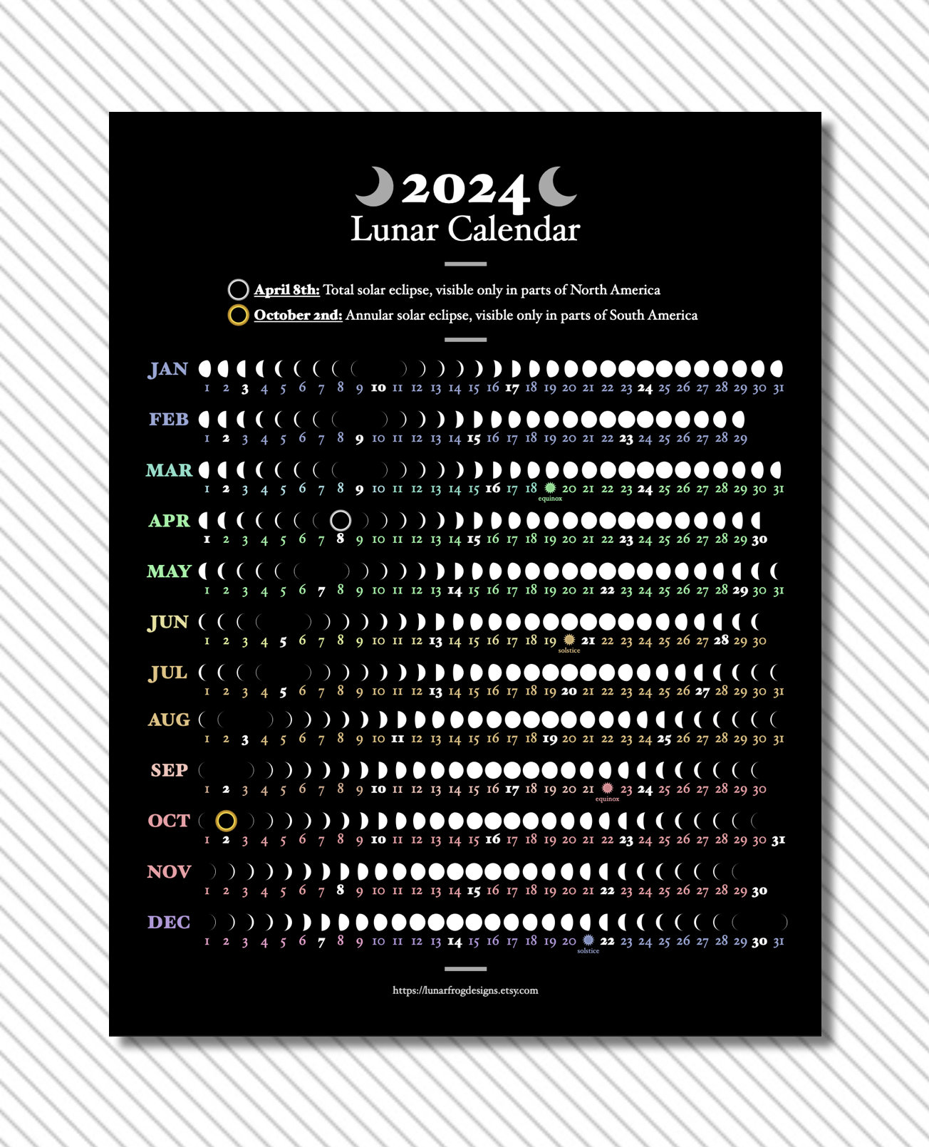 2024 Printable Lunar Calendar | Instant Digital Download - Etsy