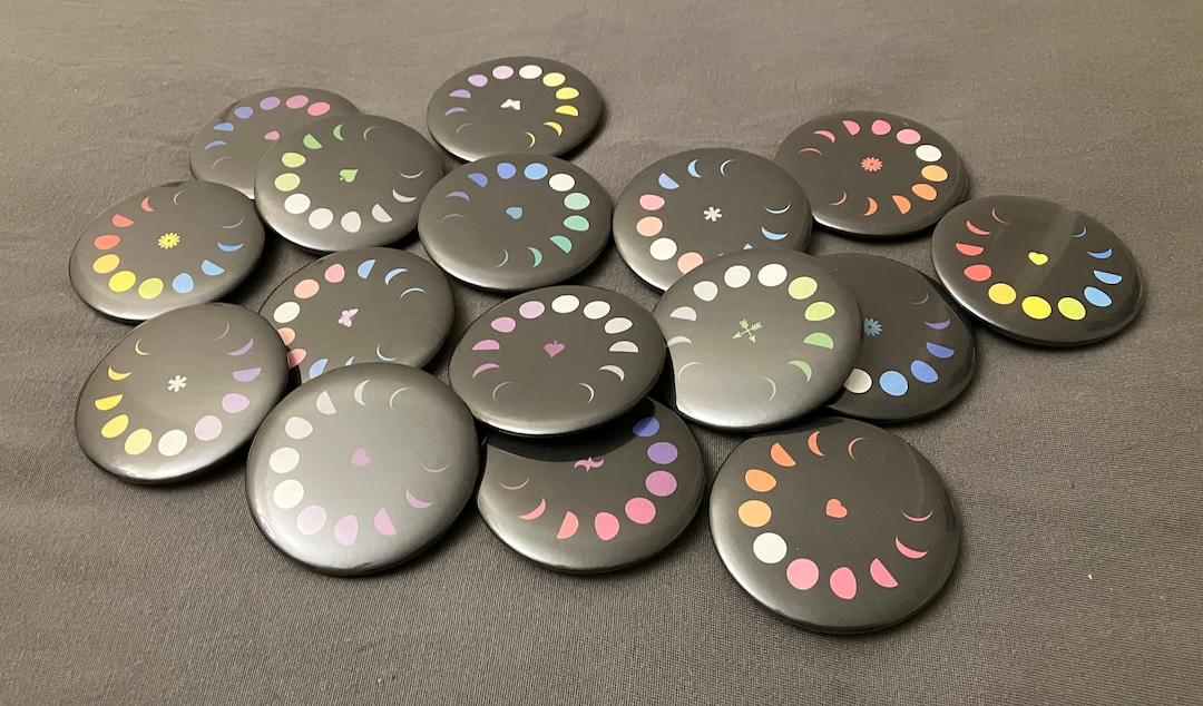 Subtle LGBTQ+ Pride Flag Inspired Lunar Phase Moon Button Pins: Trans ...