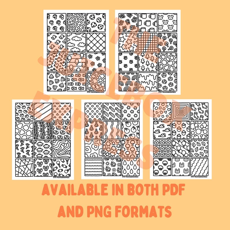 Super Cute Patterns Coloring Page Digital Download | Random Collage ...