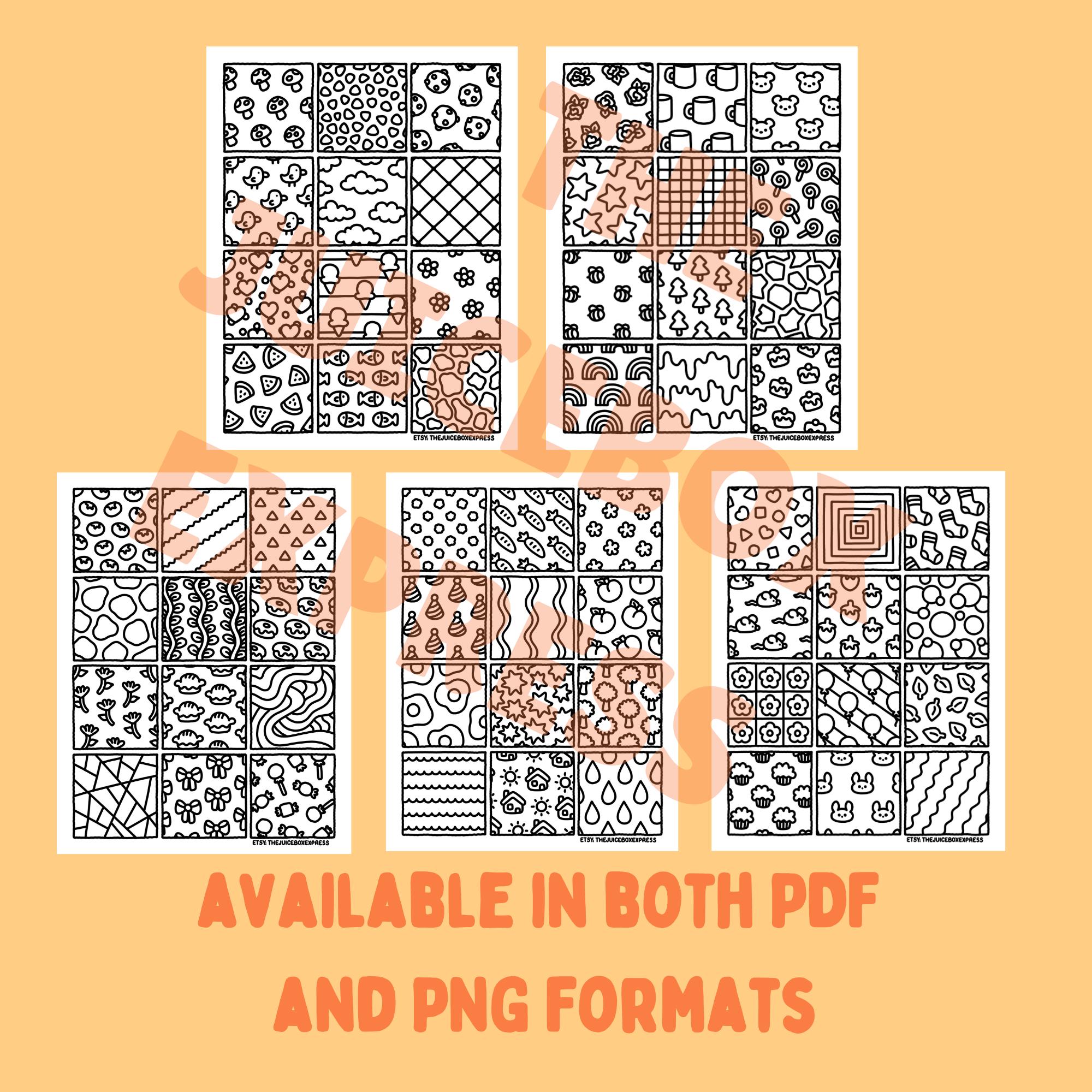 Super Cute Patterns Coloring Page Digital Download | Random Collage ...