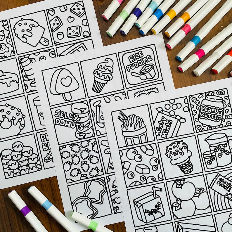 Yummy Doodles Digital Download Coloring Pages | 5 Sweets Desserts ...