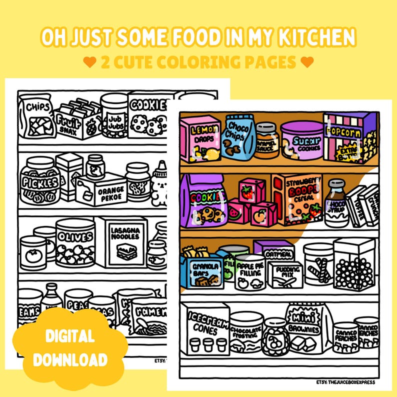 Oh Just Some Food in My Kitchen Coloring Pages Digital Download | Funny ...
