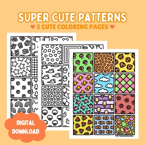 Super Cute Patterns Coloring Page Digital Download | Random Collage ...