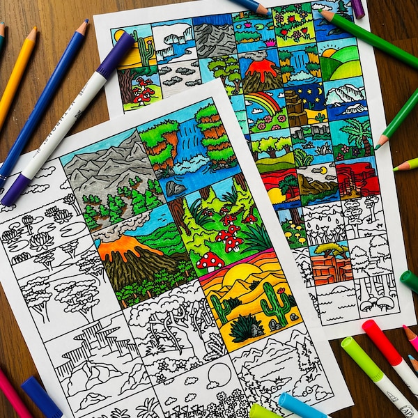 Adult Coloring Pages Collage - Etsy