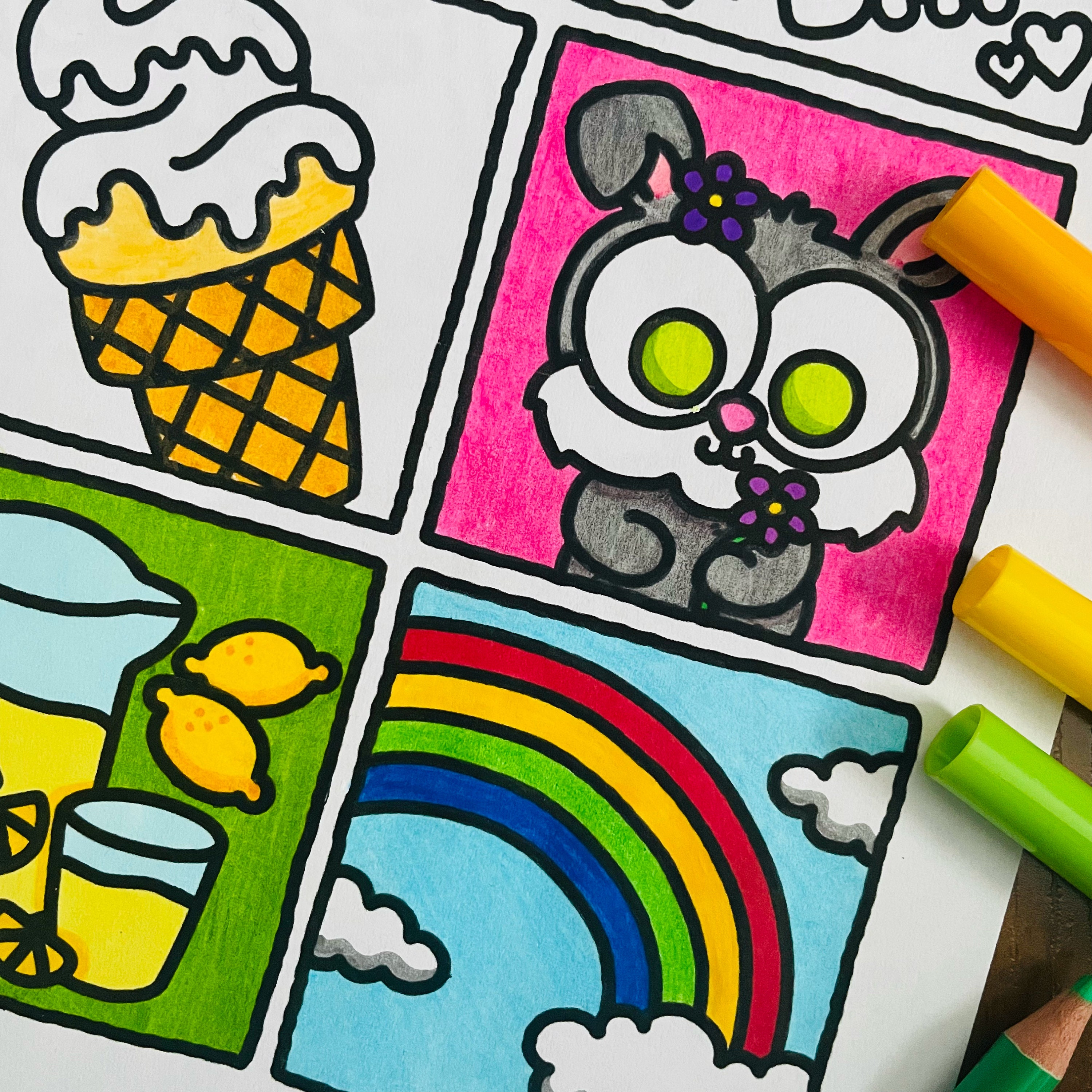 Cute Summer Collage Digital Download Coloring Pages Sunny Adorable ...