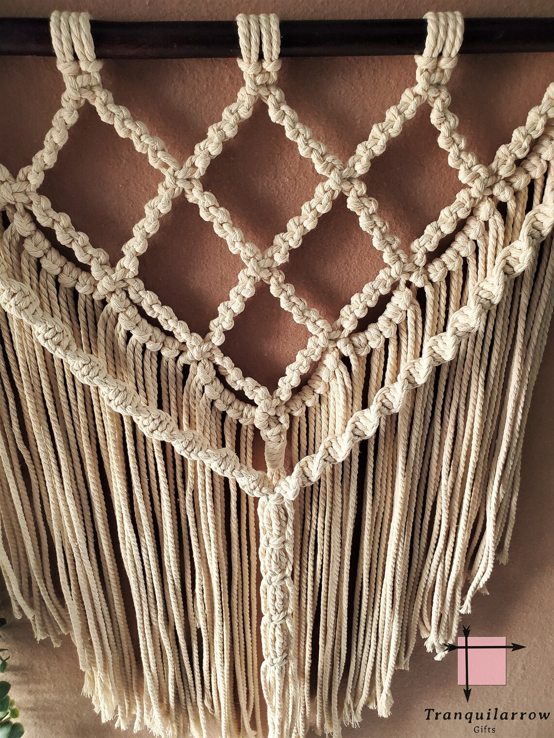 Diamond Macrame Wall Hanging, Large Natural Colored Boho Home Decor for ...