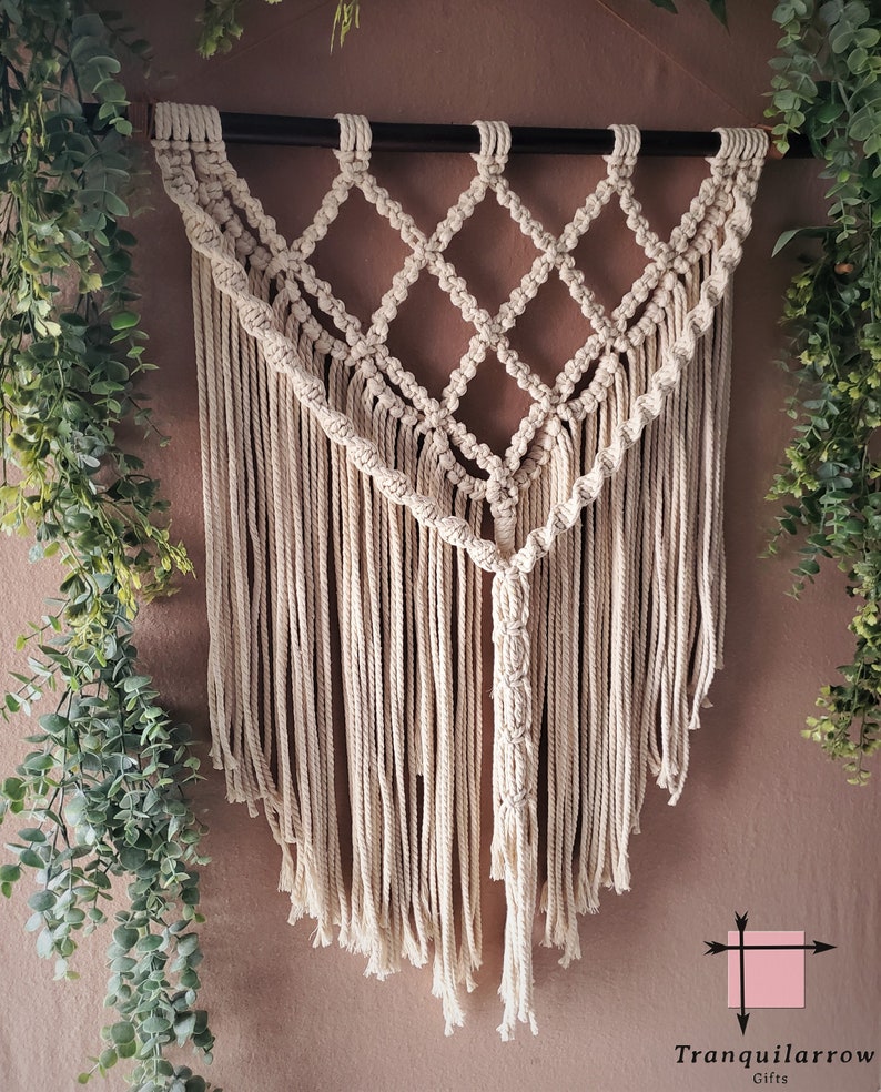 Diamond Macrame Wall Hanging Large Natural Colored Boho Home - Etsy