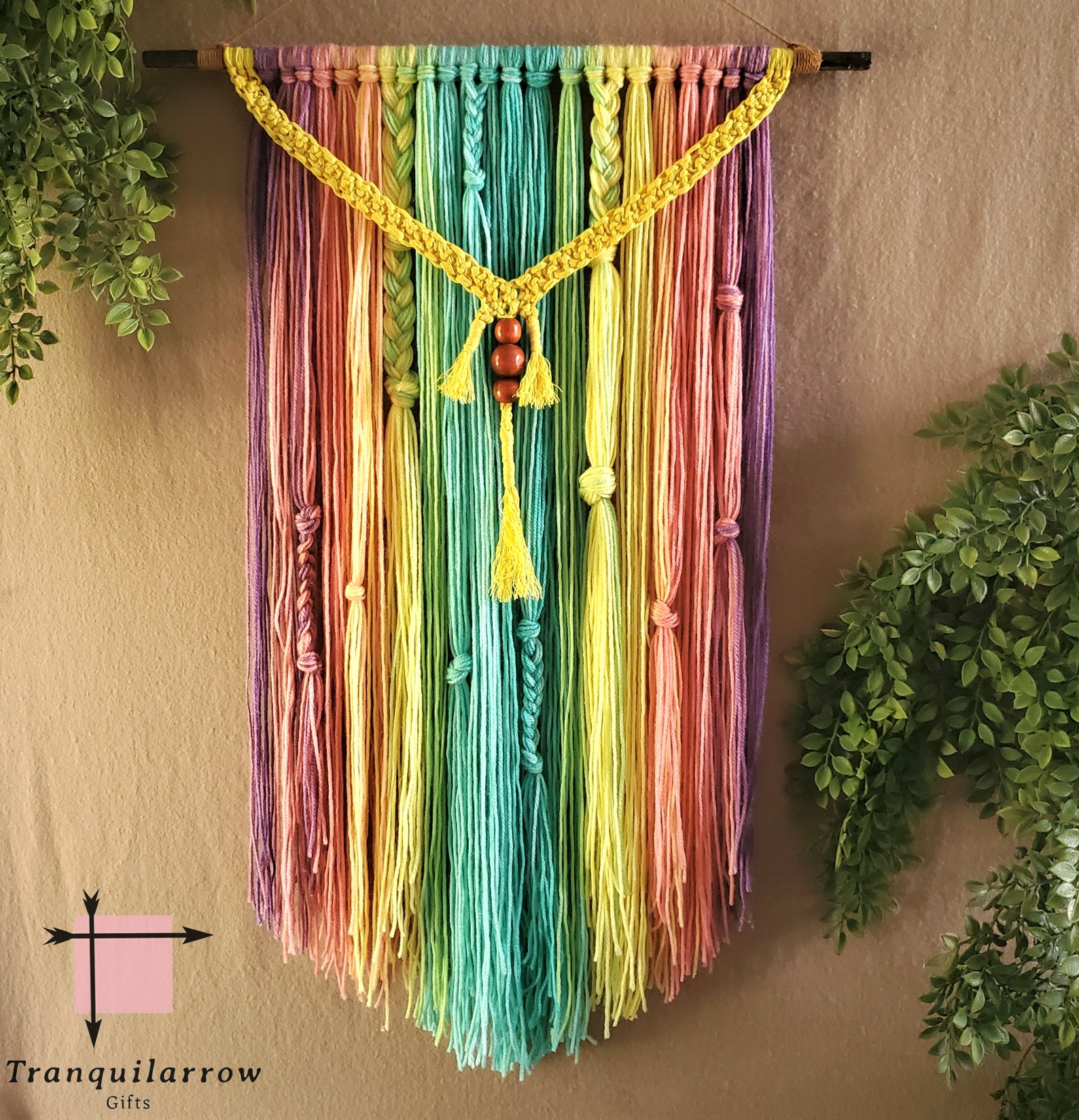 Macrame Colorful Wall Decor Yarn and Macrame Wall Hanging - Etsy