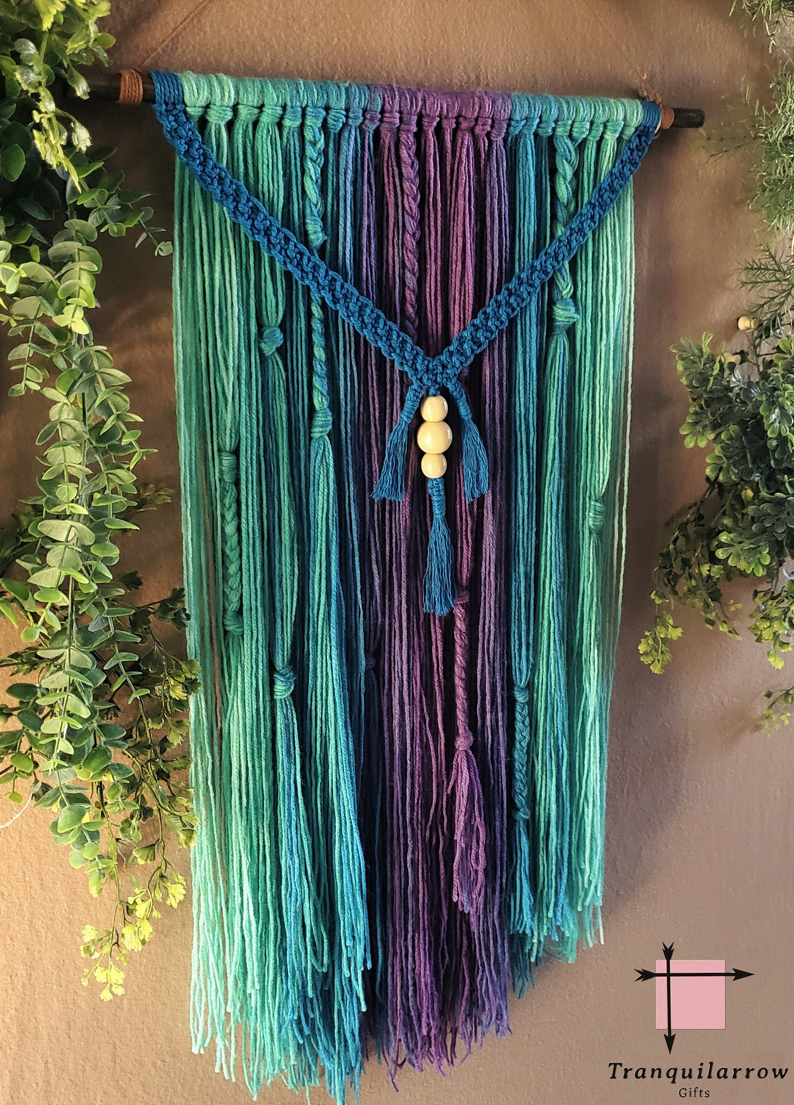 Macrame Colorful Wall Decor, Yarn and Macrame Wall Hanging Bohemian ...