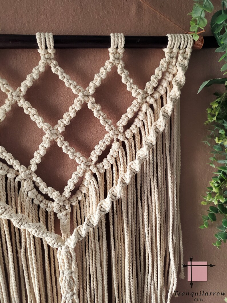 Diamond Macrame Wall Hanging, Large Natural Colored Boho Home Decor for ...