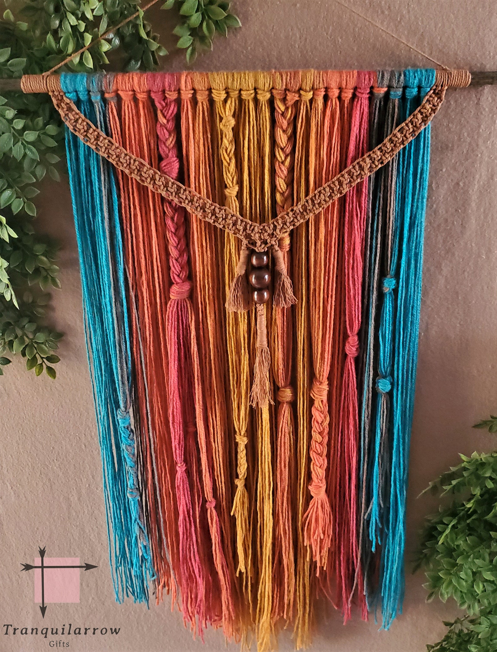 Macrame Colorful Wall Decor, Yarn and Macrame Wall Hanging Bohemian ...