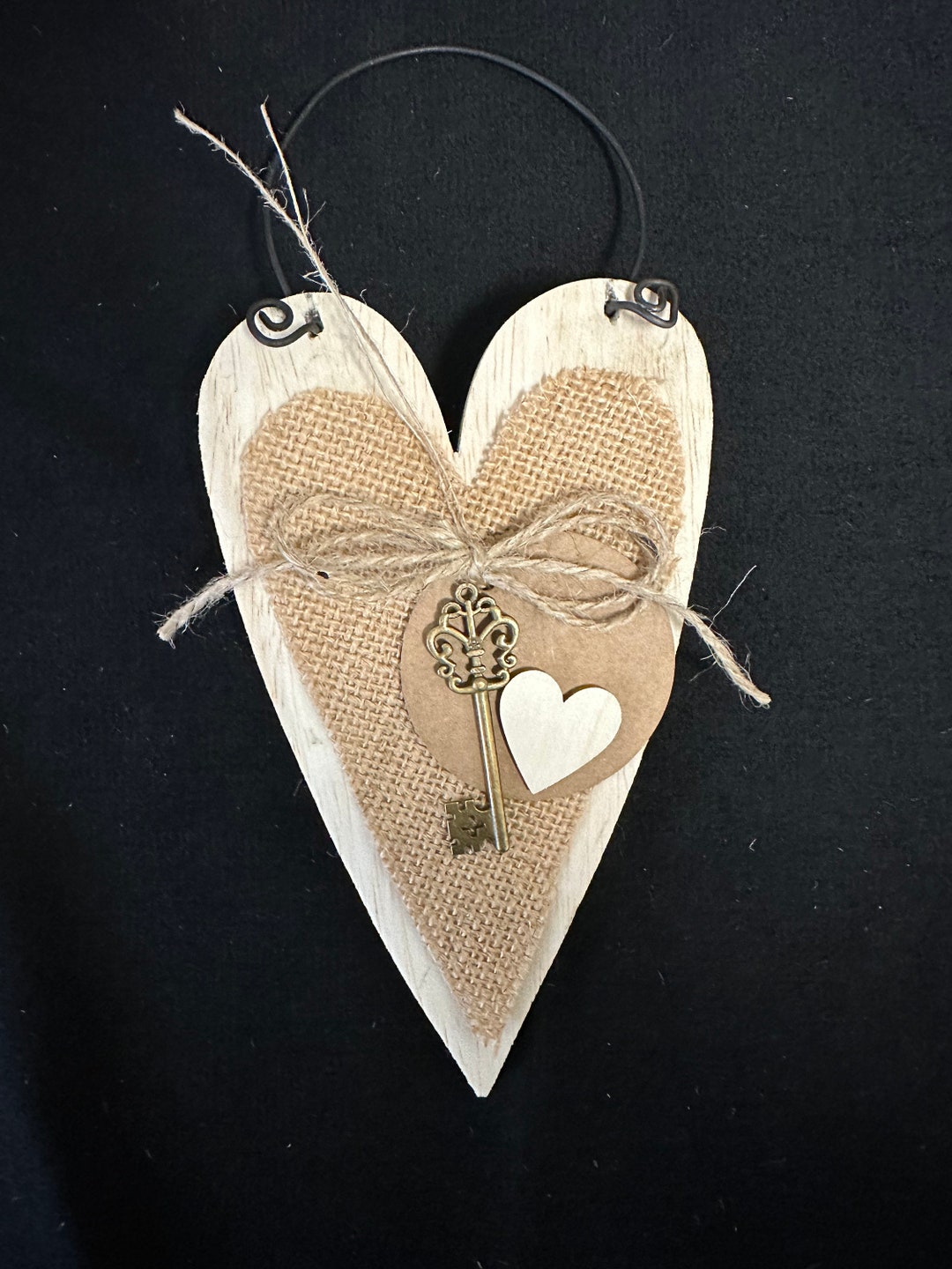 Heart Wood & Burlap Tag Ornament DIY Craft Kit - Etsy