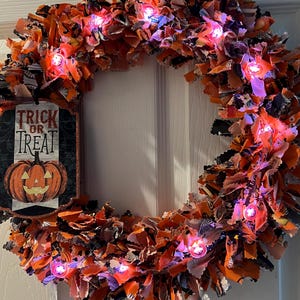 Trick or Treat Handmade Fall Rag Wreath 14” Round - Etsy