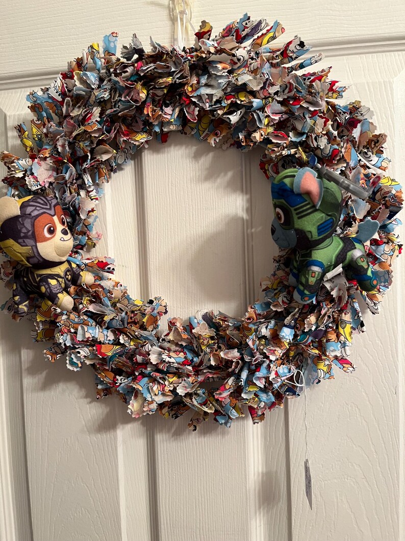 Paw Patrol With Rocky and Rubble is a Handmade Rag Wreath 14” Round - Etsy