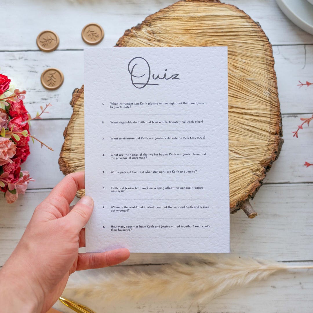 Personalised Wedding Quiz, Bride and Groom, Minimalist Bridal Shower ...