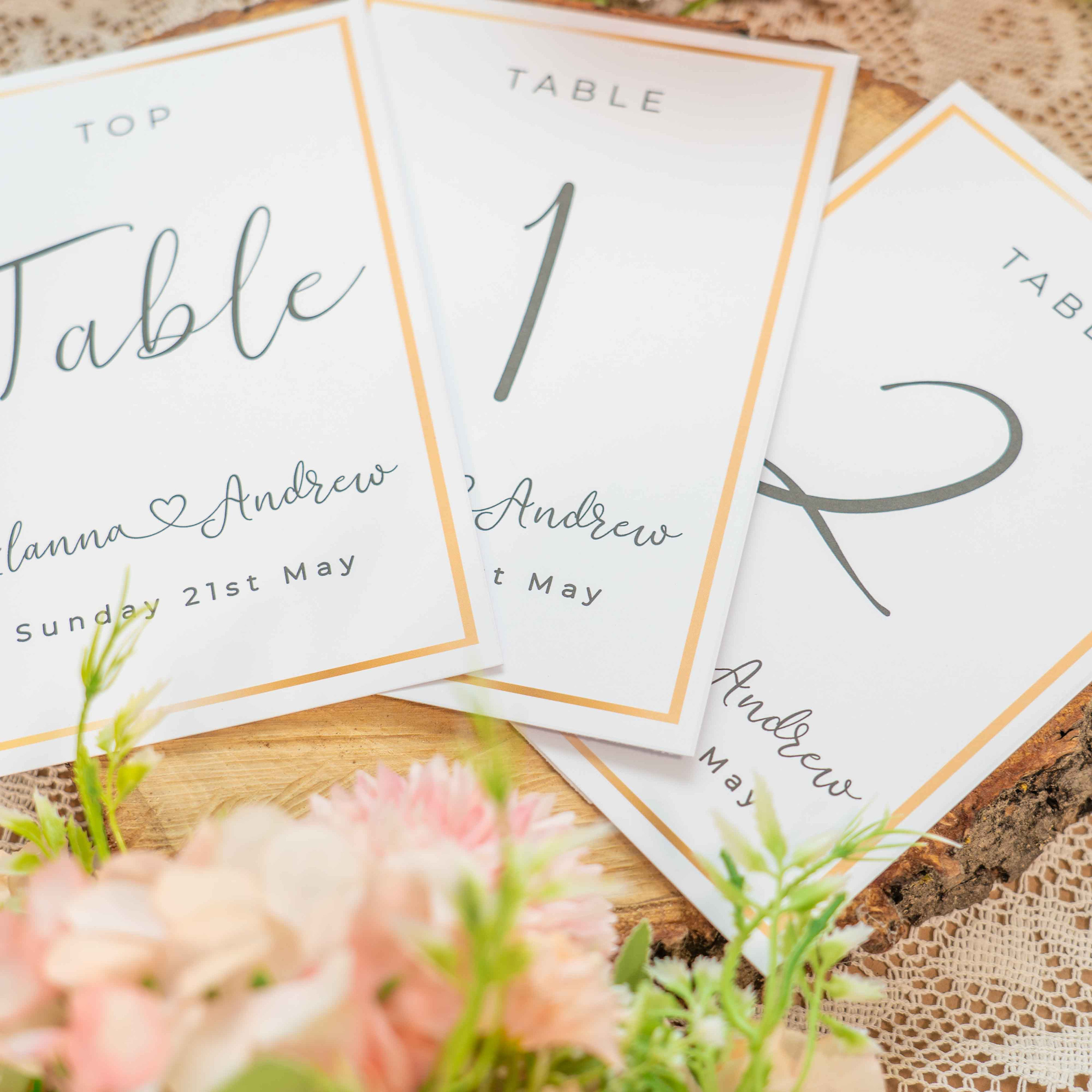 Gold Border Wedding Table Numbers Reception Table Numbers - Etsy