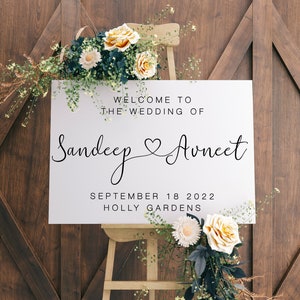 Wedding Welcome Sign, Heart Design, A1, A2, Wedding Decor, Personalised ...