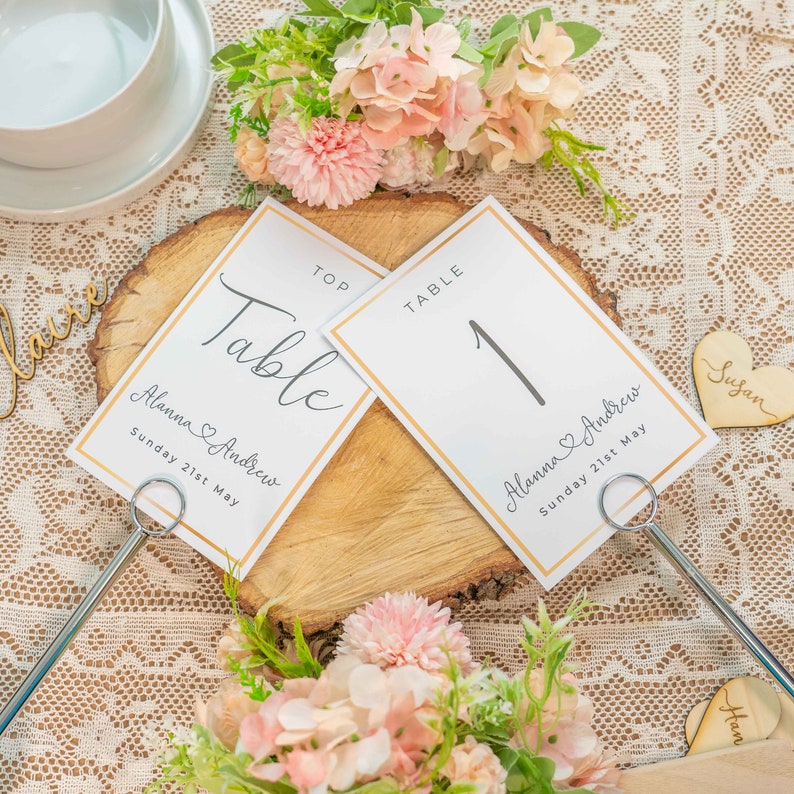 Gold Border Wedding Table Numbers Reception Table Numbers - Etsy
