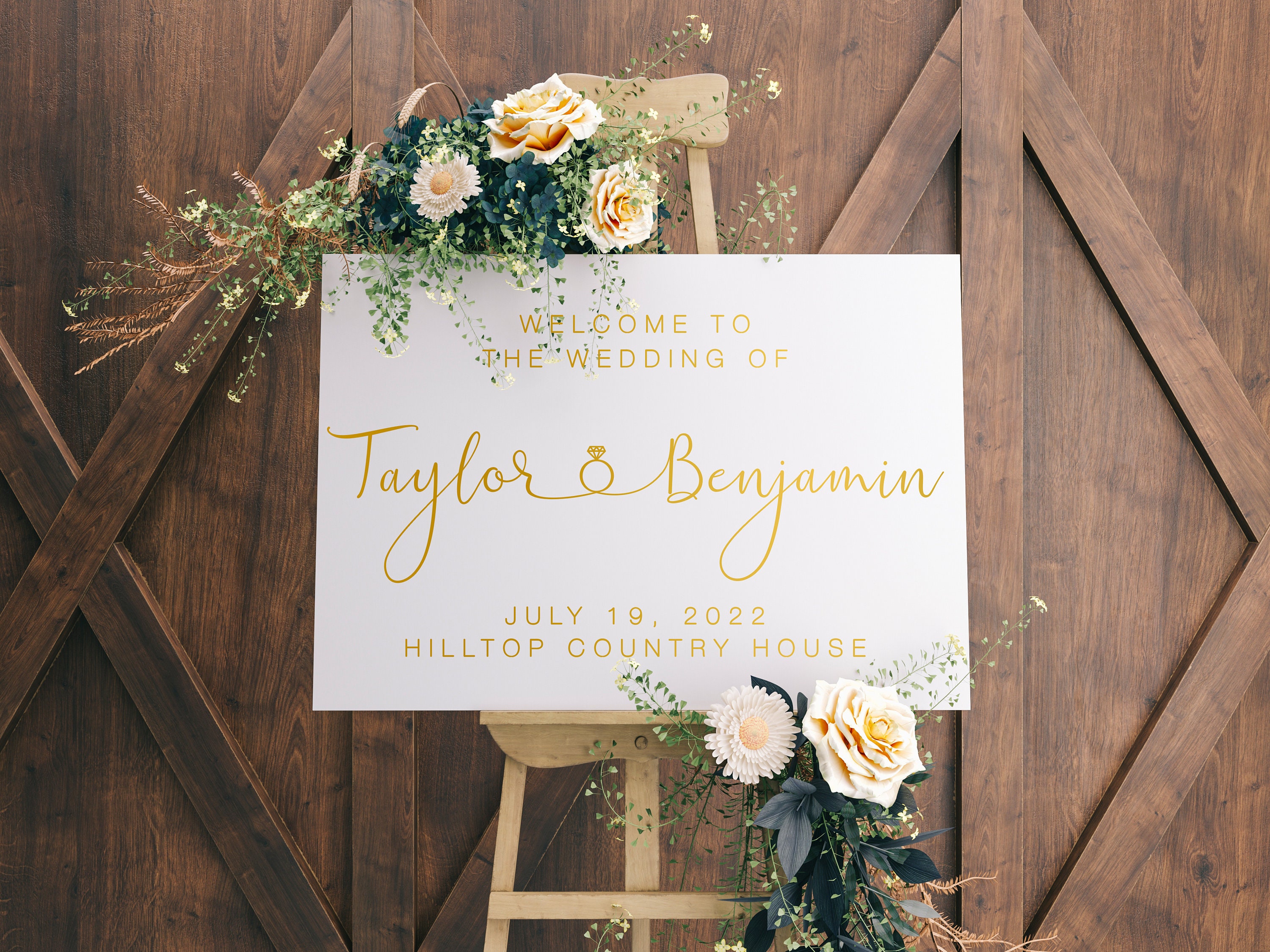 Wedding Welcome Sign, Ring Design, Wedding Decor, Personalised Wedding ...