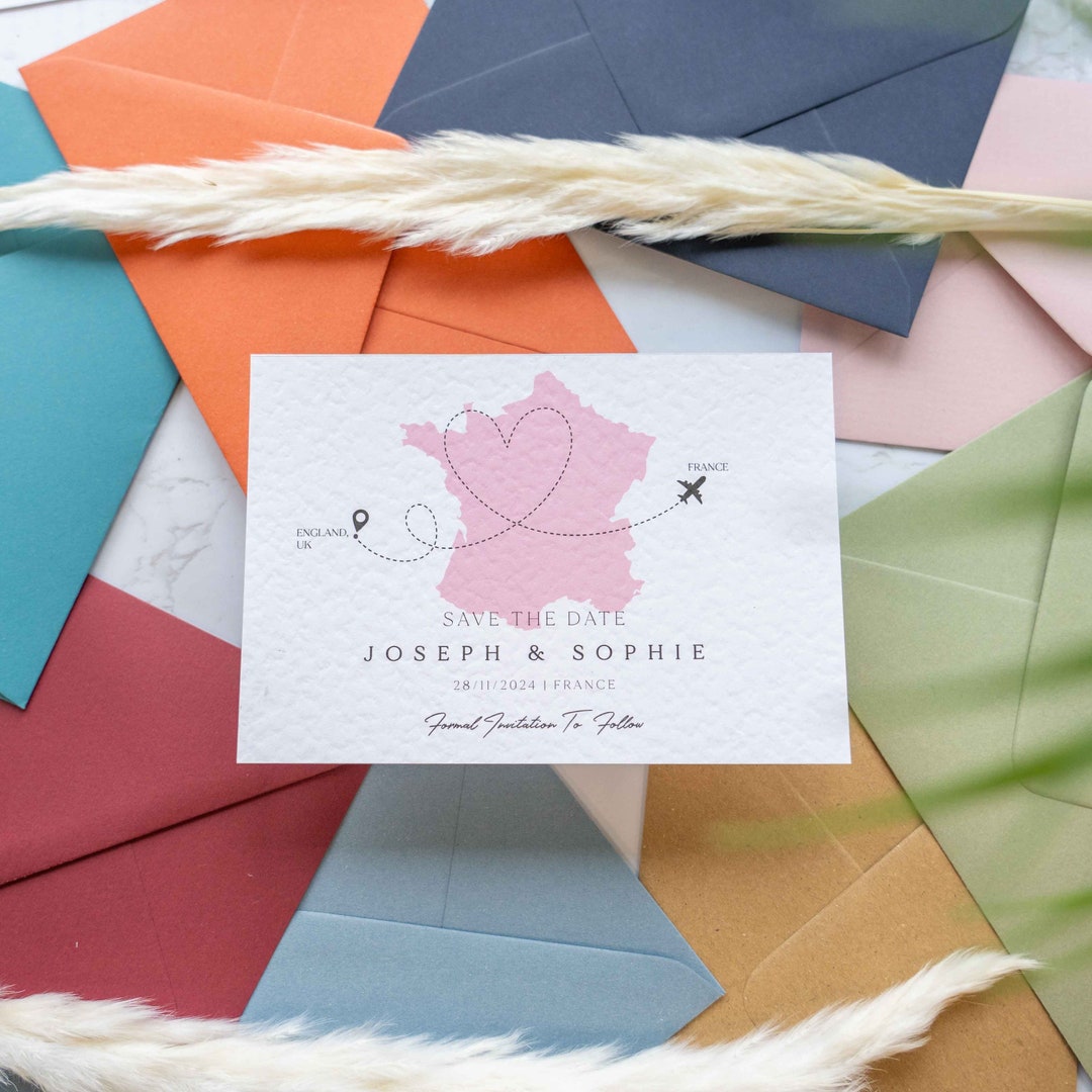 Abroad Wedding Save the Date, Location Save the Date Cards, Wedding ...