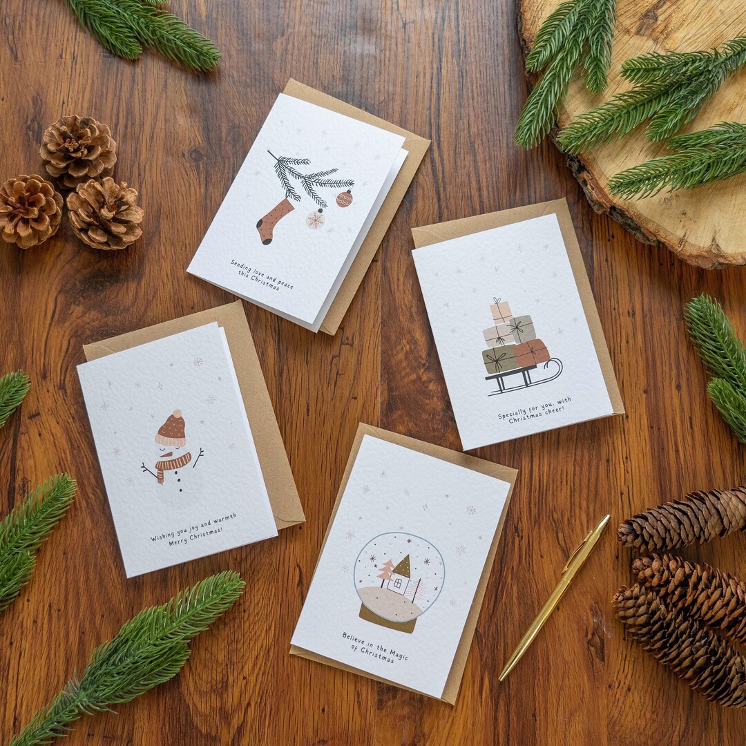 Christmas Card Multi Pack, Pack of 4 or 8, Individual Designs, Friend ...