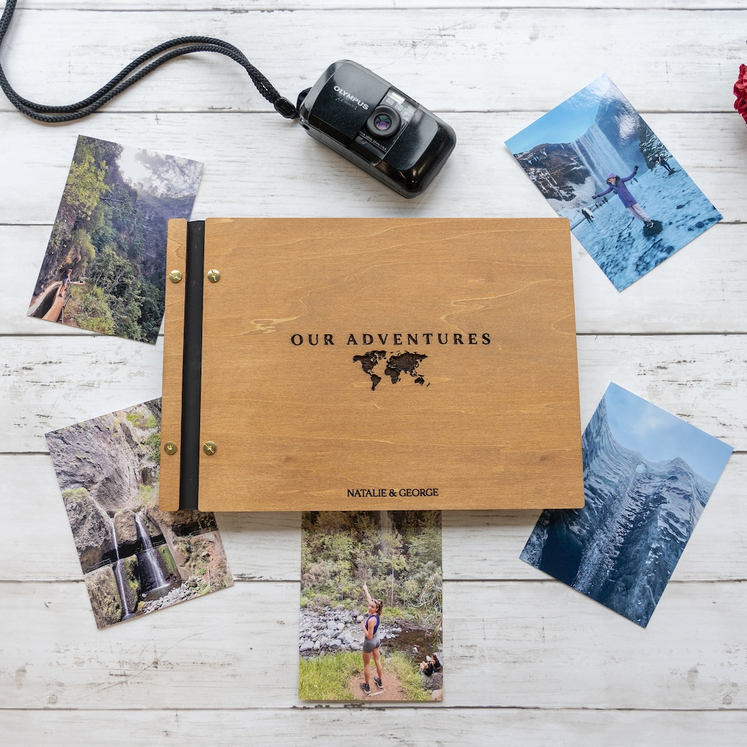 Travel Scrapbook, Wooden Book, Wooden Scrapbook, Real Wood, Travel Gift ...