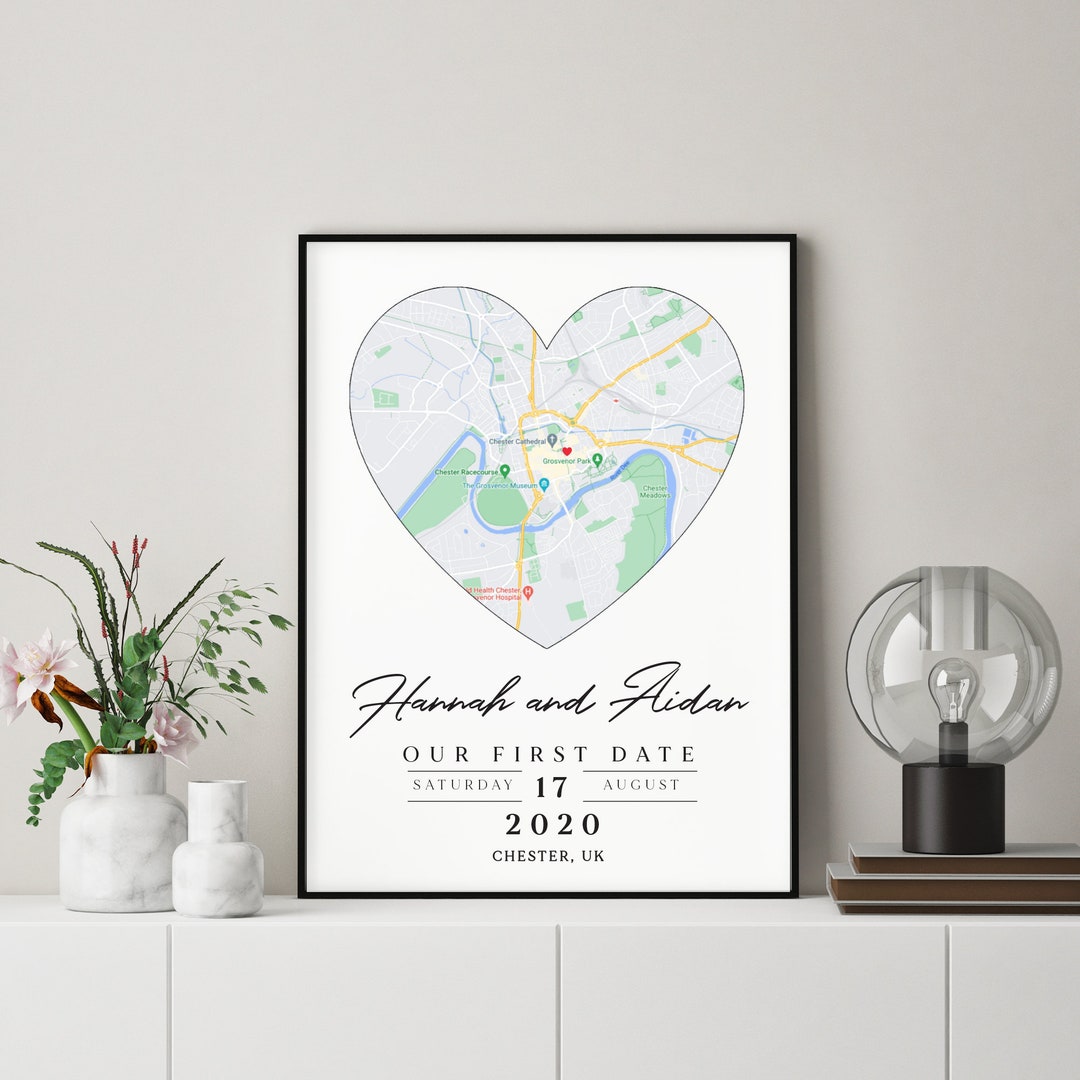 Personalised Location Print, Anniversary Gift Print, Map Gift for Her ...