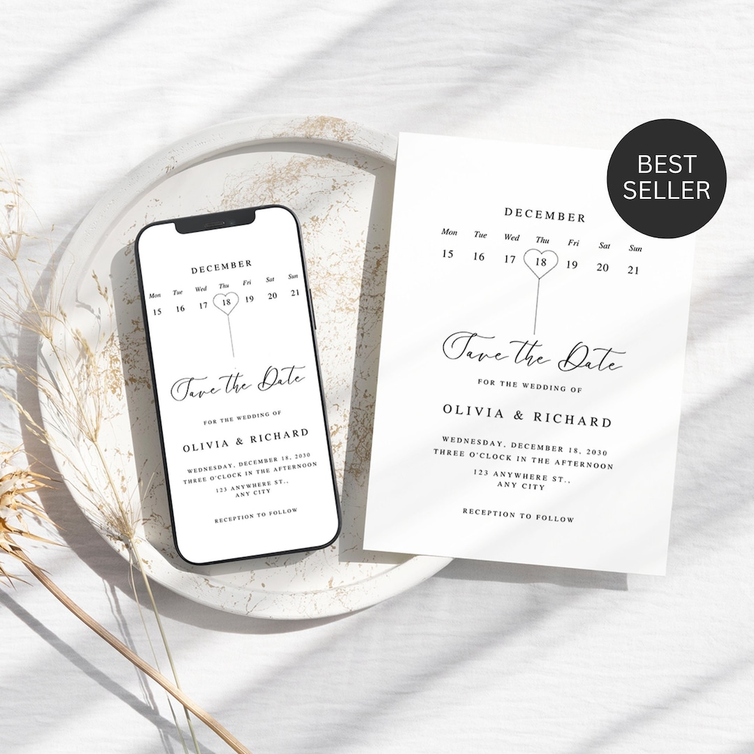 Save the Date E-invite Template, Instant Download, Modern Wedding ...