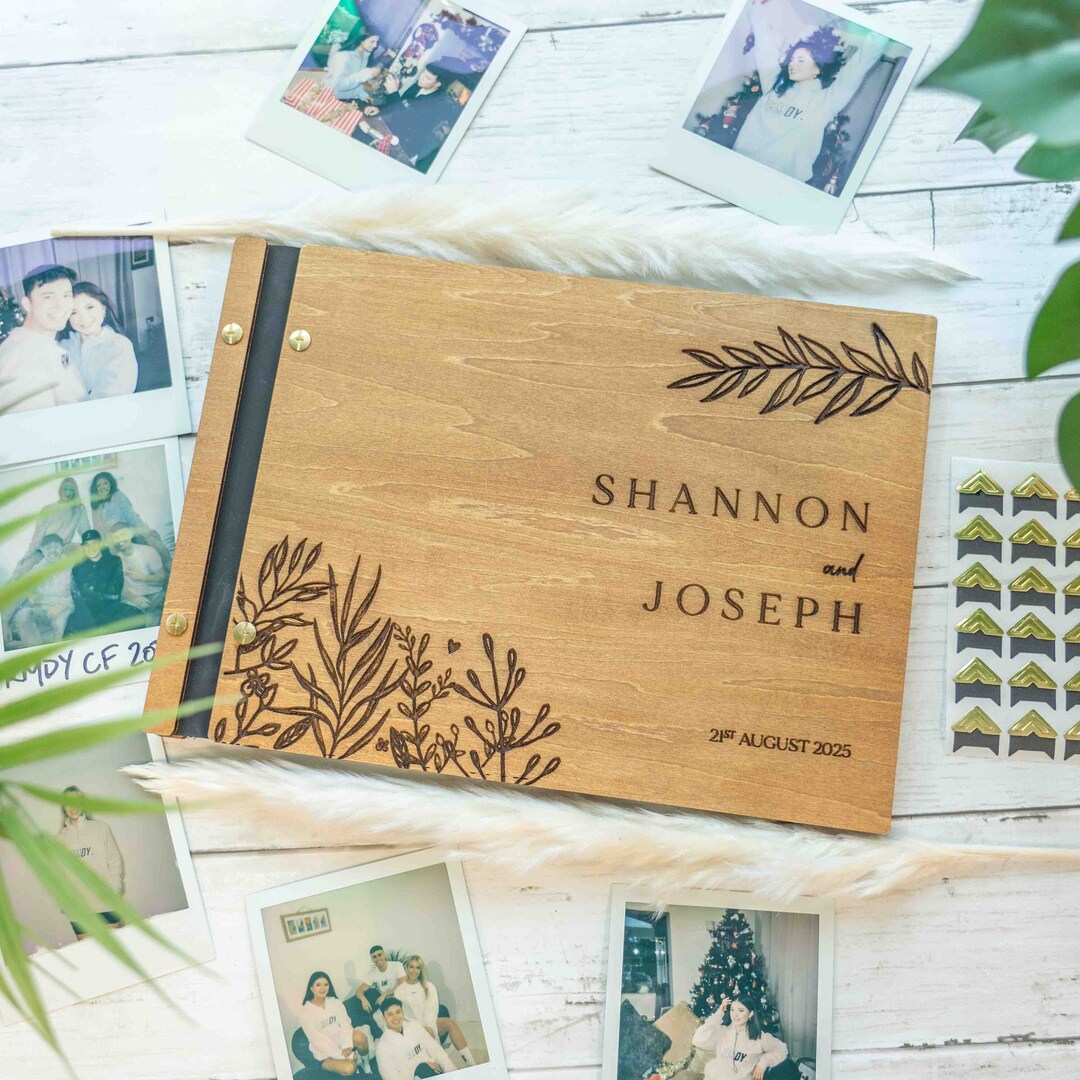 Elegant Wooden Guest Book, Custom Wooden Book, Rustic Guestbook ...