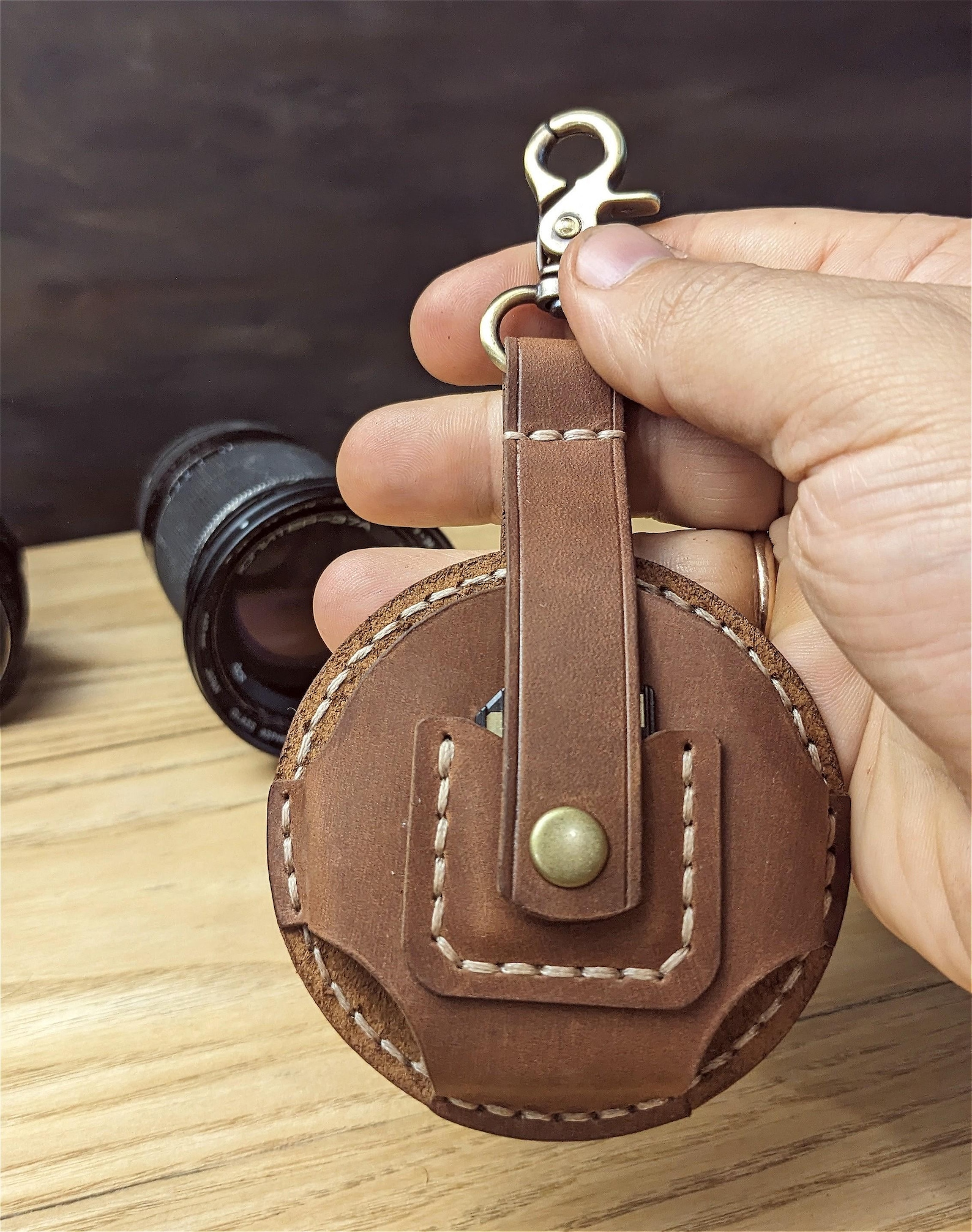 Leather Camera Lens Cap Case / Leather Camera Lens Cap Holder / Lens ...