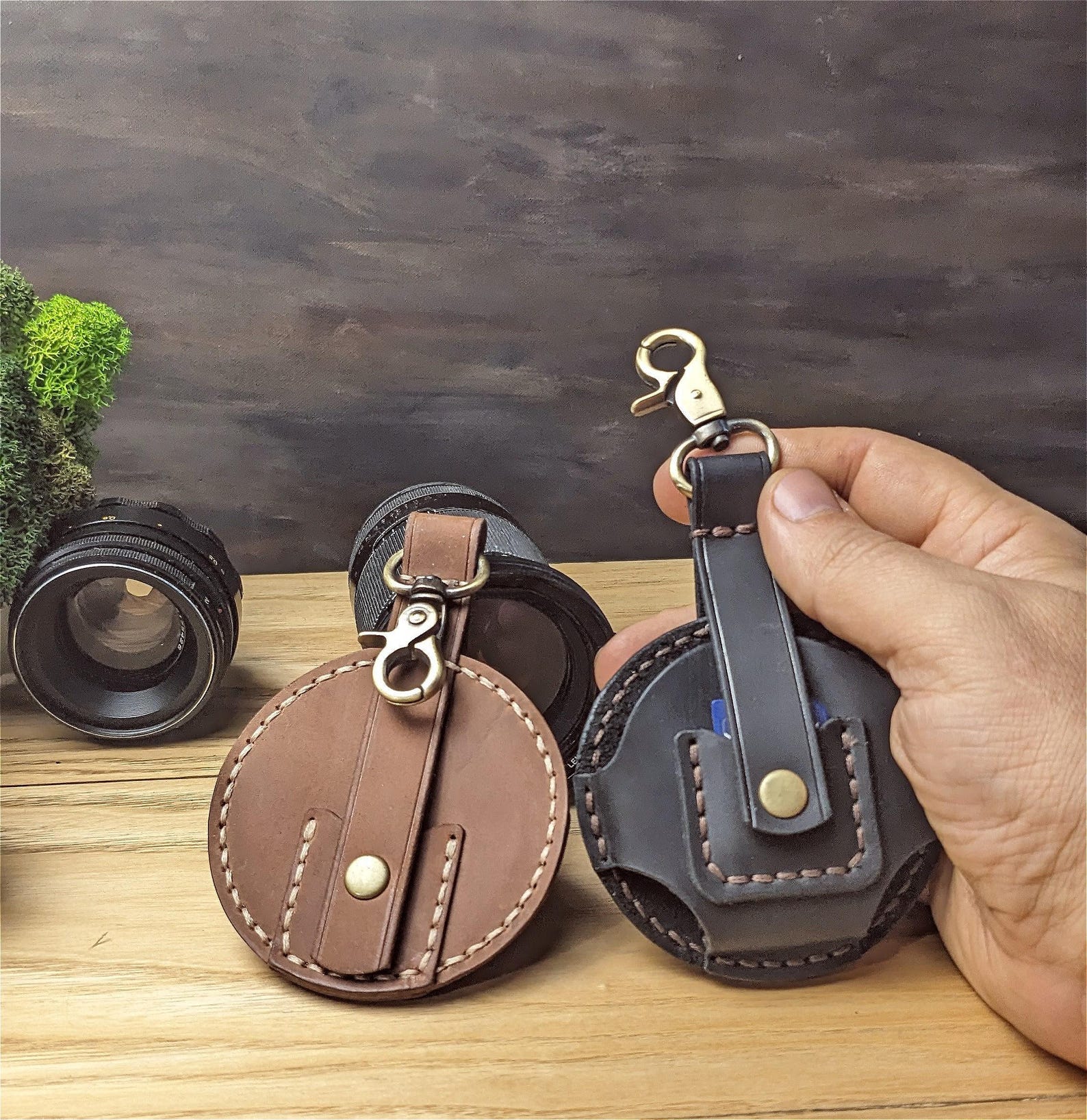 Leather Camera Lens Cap Case / Leather Camera Lens Cap Holder / Lens ...