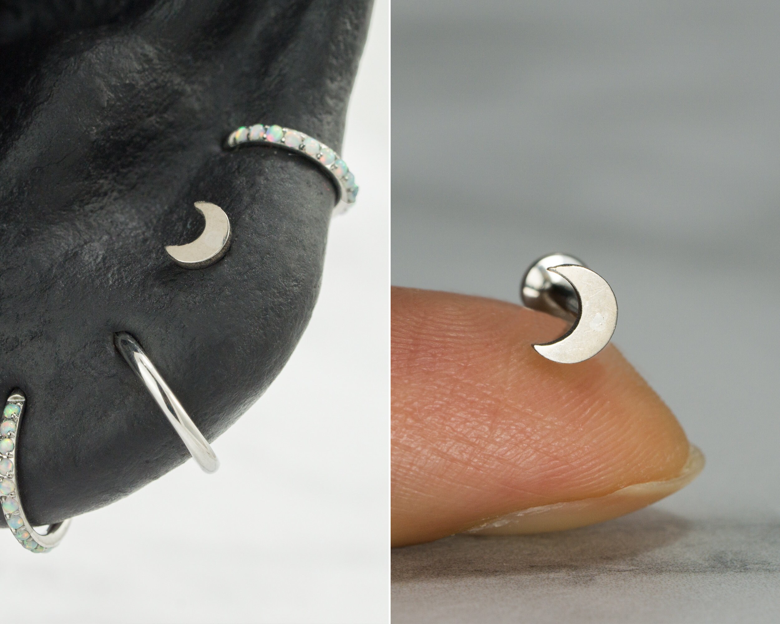 16G IMPLANT GRADE Crescent Moon Piercing / Crescent Moon - Etsy