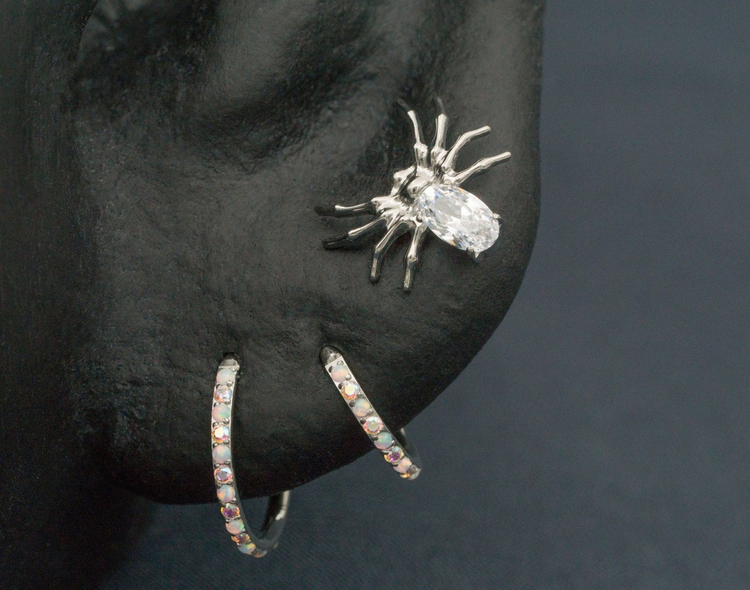 Titanium Spider Cubic Stud / Threadless Push Pin Cartilage - Etsy