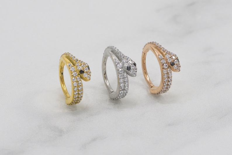 16G Snake Hoop Earring: Cubic Zirconia Surgical Steel Helix Piercing - Etsy