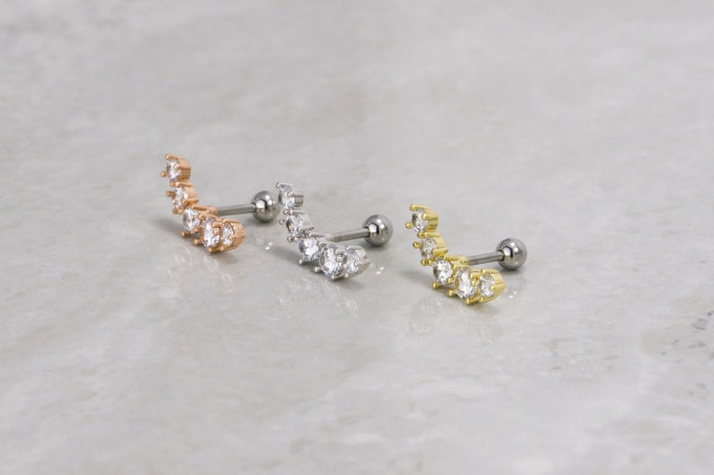 316L Cubic Crescent Piercing / Three Color Crescent Moon | Etsy