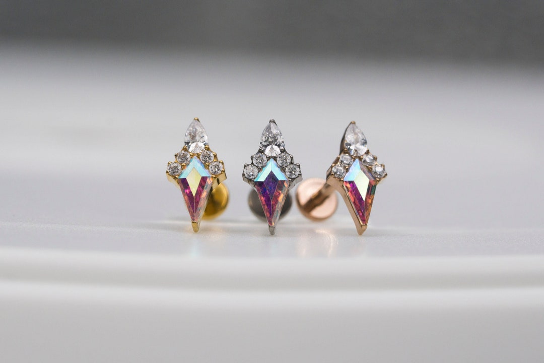 Titanium Rhombus Cartilage Stud: Kite Tail Helix Conch Earring - Etsy